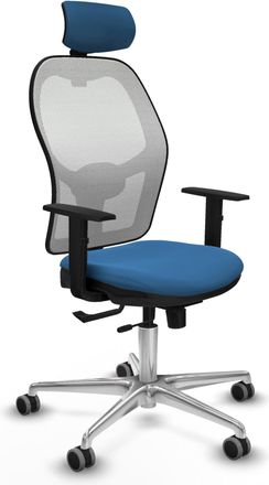 Piqueras y Crespo Ergonomischer gepolsterter Chorquera Stuhl mit 1D-Armen, h&ouml;henverstellbare Lendenwirbelst&uuml;tze und Kopfteil, h&ouml;henverstellbar und neigbar, Wei&szlig;/Hellbla