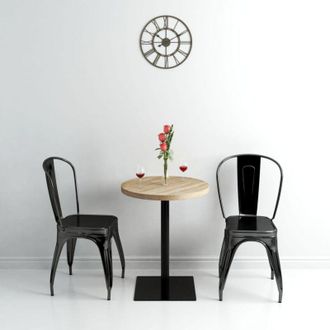 vidaXL Vidaxl - Table de bistro mdf et acier Rond 60 x 75 cm Couleur de ch&ecirc;ne