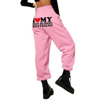Generic Pantalon de Saint-Valentin pour femme - Pantalon de jogging avec imprim&eacute; coeur - Pantalon de surv&ecirc;tement baggy - Pantalon de loisirs - Pantalon de spo