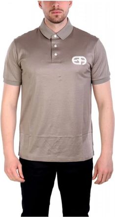 Emporio Armani Homme, Tops, Beige, Taille: M Polo en jersey m&eacute;lang&eacute; Lyocell