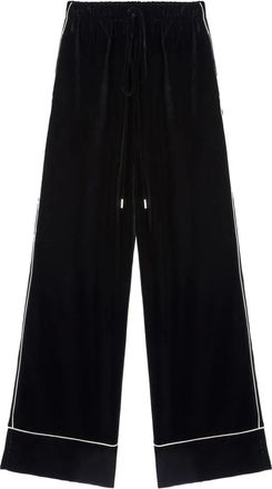 Ermanno Scervino Femme, Pantalons, Noir, Taille: 34 FR Pantalon Palazzo en Velours avec Passepoil Contrast&eacute;