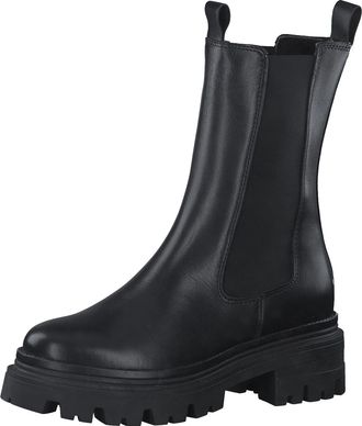 Tamaris Damen Chelsea Boots, Frauen Stiefeletten,Wechselfu&szlig;bett,Comfort Lining,Schlupfstiefel,flach,Boots,Stiefel,Bootee,Black Leather,36 EU