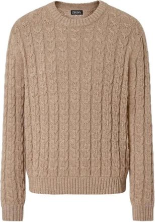 Ermenegildo Zegna Pull col rond en maille torsad&eacute;e - Homme - Pulls - Beige - Taille: XL