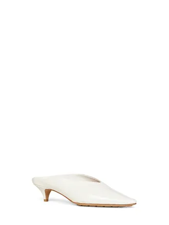 Bottega Veneta Womens Mule Pumps Vesta White Leather Calf Mules Sandal