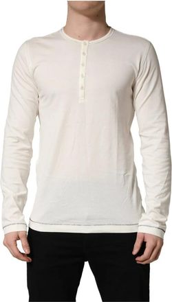 Dolce & Gabbana Homme, Tops, Blanc, Taille: XL Henley Pullover