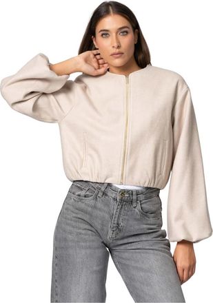 Kocca Femme, Vestes, Beige, Taille: 42 FR Veste Courte Sans Col Douce