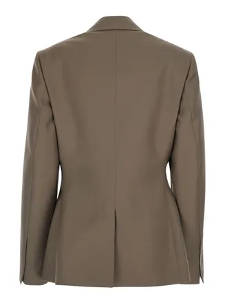 R&oacute;he Womens Double-Breasted Wool Jacket Brown Virgin Blazers