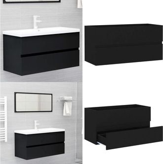 vidaXL Waschbeckenunterschrank Schwarz 90x38,5x45 cm Holzwerkstoff - Waschtischschrank - Badezimmerm&ouml;bel - Holzwerkstoffschrank - Schwarzer Schrank