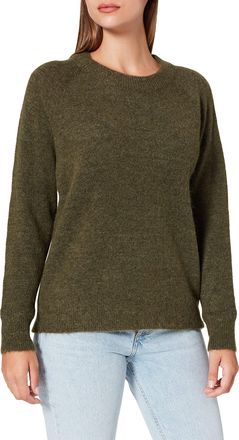 Selected BLACK Damen SLFLULU LS Knit O-Neck B NOOS Pullover, Kalamata/Detail:Melange, S