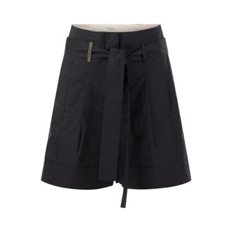 PESERICO Femme, Shorts, Bleu, Taille: 40 FR Short &agrave; Pinces en Coton Stretch