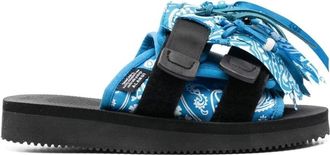 Alanui Femme, Chaussures, Bleu, Taille: 36 EU Sandales bleues &agrave; franges Paisley