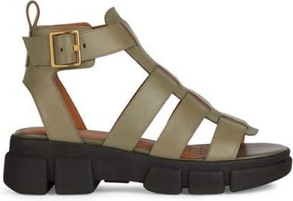 Geox Femme D Lisbona B Sandales compensées, Sauge, 38 EU