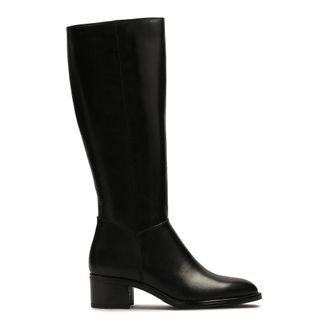 Kazar Schwarze Lederstiefel mit schlichtem Obermaterial - - Shoes - Damen - Schwarzk - 38 EU