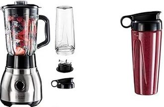 Russell Hobbs Bundle Set: Russell Hobbs Standmixer 2-in-1 [1,5l Glasbehälter Mixer & 0,6l Mini Smoothie Maker -To-Go-Trinkflasche inkl. Deckel] 23821-56 + Russell H