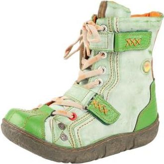 Generic QXDZSW Bottes en cuir d&eacute;lav&eacute; &agrave; double bride pour femme avec doublure en fausse fourrure, Vert, 38.5 EU