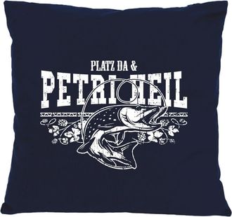 Spass Kostet Kissen mit Spruch und Füllung Dekokissen Angler Platz da und Petri Heil