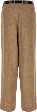 Dolce & Gabbana Tweed-Effect Linen Blend Trousers - Beige