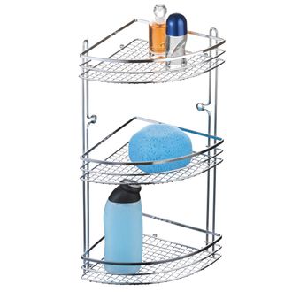 axentia Eckregal Cassandra in Silber verchromt, H&auml;ngeregal inklusive Befestigungsmaterial, Badregal mit drei Ablagefl&auml;chen, Ma&szlig;e: ca. 20 x 28 x 46 cm