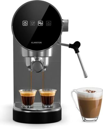 Klarstein Klarstein - Cafetiere avec Mousseur de Lait Cafetières Machines à Café et Machines à Expresso 0.9L Petite Cafetière Electrique Acier Inoxydable 1360W