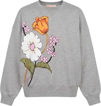 Marni Femme, Sweatshirts et sweats &agrave; capuche, Gris, Taille: 36 FR SweaT-shirt Imprim&eacute; Floral Melodia