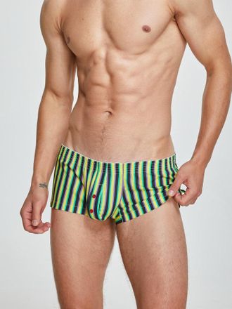 SEOBEAN Boxershorts Baumwolle Boxershort Tight Cup Trunk Gestreift