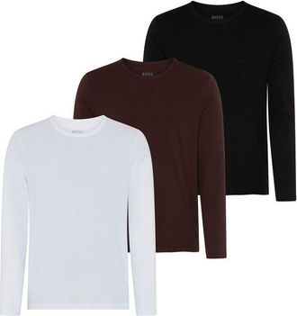 BOSS Langarmshirt longsleeve-Shirt R-Neck Classic COTTON 3pcs/pack (3-tlg) mit BOSS Logo-Schriftzug