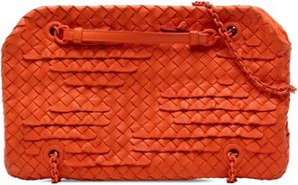 Bottega Veneta 2012-2025 Intrecciato Duo Schultertasche aus Nappaleder mit Rüschen - Orange