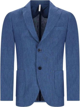 120% Lino Einreihiger Leinenblazer - - Jackets - Herren - Blau - XL