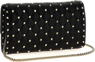 Valentino Garavani Rockstud Spike Nappa Leather Shoulder Bag - Black