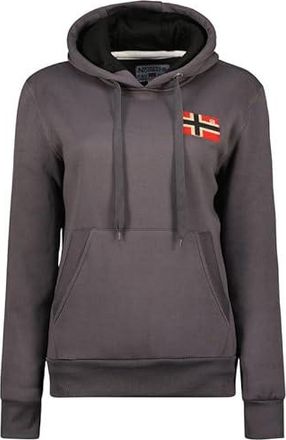 Geographical Norway Genifer Lady - Sweat Femme Capuche Poches - Sweatshirt Pull Manches Longues Chaud Hoodie Veste - Femmes Saison Printemps Ete Automne Hiver (Gris Fonce