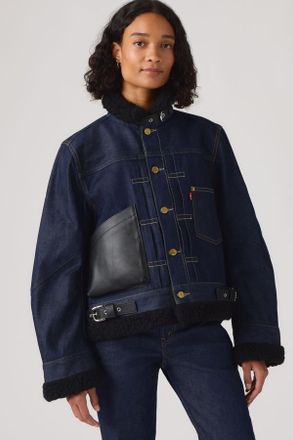 Levi's Femme Veste Sherpa Levis X Sacai - Femme - D&eacute;lavage Fonc&eacute; / Rigid - XS
