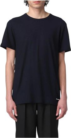 Jil Sander Homme, Tops, Bleu, Taille: S Crew Neck Short Sleeve TShirt