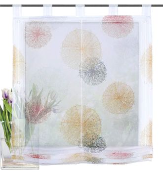 Liya 1 St&uuml;ck Raffrollo mit Feuerwerk Muster Floral Design Raffgardine Voile Transparent Vorhang (BxH 140x140cm, Orange)