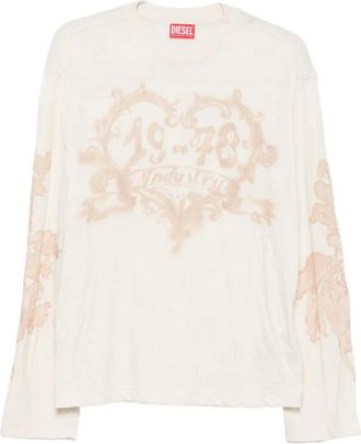 Diesel Femme, Tops, Beige, Taille: 40 FR T-shirt &agrave; Manches Longues