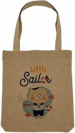 Fabulous Sac Shopping Tote Bag Aspect Lin - Little Sailor Drawing Illustration Boat Sea - Sac de Courses Toile Epaisse 360g Beige Naturel Cabas Port&eacute; Epaule So