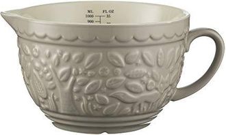 Mason Cash In The Forest S36 Saladier en c&eacute;ramique couleur cr&egrave;me 16 x 16 x 9 cm 1 Bol mesureur de 1 l 34-Fluid Ounces gris
