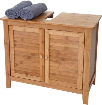 Mendler Meuble sous-lavabo salle de bains HWC-B18, Armoire, Bambou, 60x67x30cm