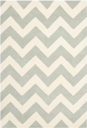 Safavieh Zeitgenössische Teppich für Wohnzimmer, Esszimmer, Schlafzimmer - Chatham Collection, Kurzer Flor, Grau und Elfenbein, 122 X 183 cm