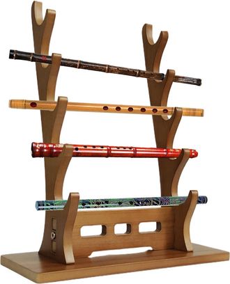 Generic 5-st&ouml;ckige Fl&ouml;tenst&auml;nder Aus Holz - Elegante Tischhalter, Rack F&uuml;r Musikinstrumente, Ideal F&uuml;r Fl&ouml;tensammlung, Ausstellungsregal Home-Studio Klassenzi