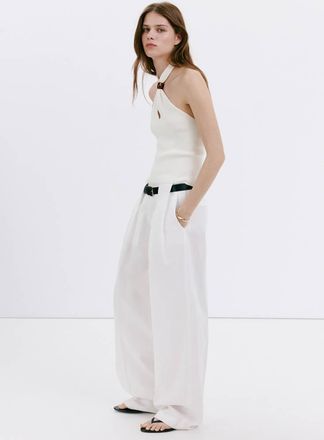 Mango Top maille emmanchures am&eacute;ricaines blanc cass&eacute; - Femme - XS - MANGO