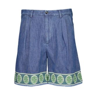 Valentino Garavani Jacquard Hem Denim Bermuda Shorts - - Shorts - Herren - Blau - L