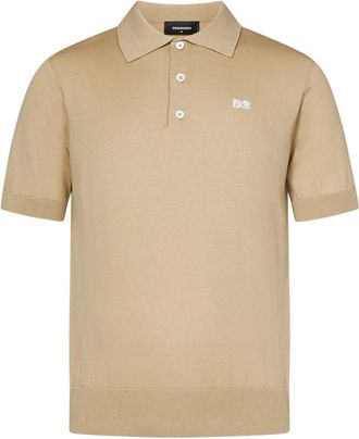 Dsquared2 Homme, Tops, Beige, Taille: L Polo Beige avec Patch Logo