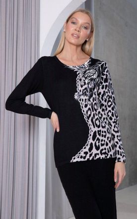 Passioni Strickpullover mit Leopardenmuster