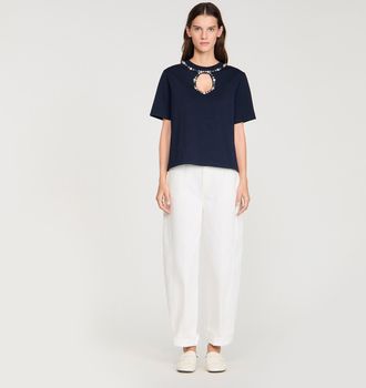 Sandro T-shirt ajour&eacute; strass&eacute;