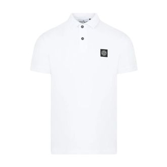 Stone Island Homme, Tops, Blanc, Taille: S Polo en Piqu&eacute; de Coton