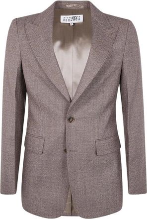 Maison Margiela Femme, Vestes, Beige, Taille: 38 FR Blazer Crois&eacute; en Laine M&eacute;lang&eacute;e