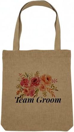 Fabulous Sac Shopping Tote Bag Aspect Lin - Team Groom Wedding Bride Watercolor Bouquet - Sac de Courses Toile Epaisse 360g Beige Naturel Cabas Port&eacute; Epaule So