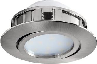 Eglo LED Einbaustrahler Pineda, Spot aus Kunststoff, Einbauleuchte in Silber, Einbauspot flach und schwenkbar, &Oslash; 8,4 cm