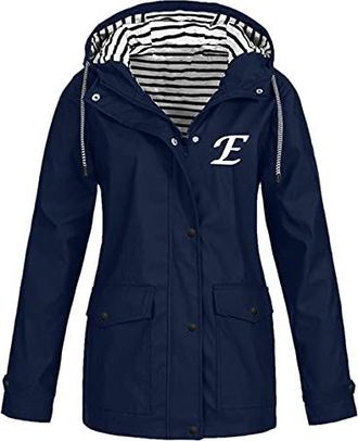 Generic 2026 Vestes pour femmes, couleur unie, veste d&eacute;contract&eacute;e, grande taille, capuche, coupe-vent, poches &eacute;tanches, cordon de serrage, manteau &agrave; manches l