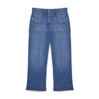 Fiorella Rubino Cropped Jeans mit Ketten-Detail an den Taschen - - Jeans - Damen - Blau - 2XL